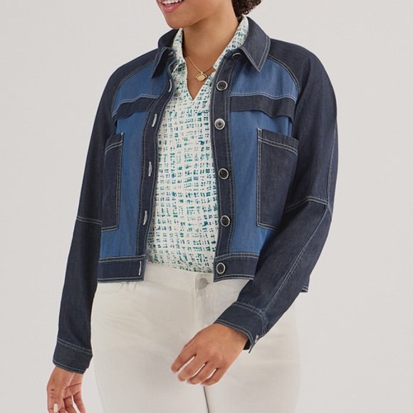 CAbi | Jackets & Coats | Cabi Twotone Denim Jacket | Poshmark